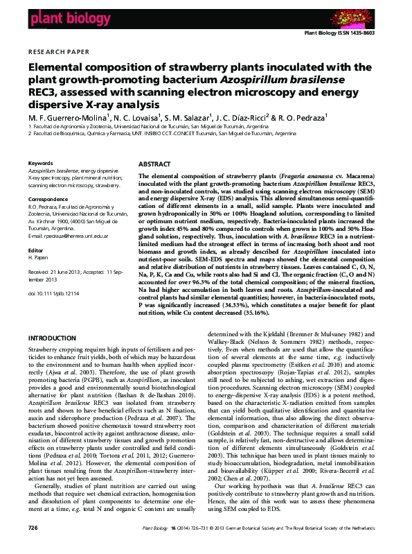 (PDF) Elemental composition of strawberry plants inoculated with the ...