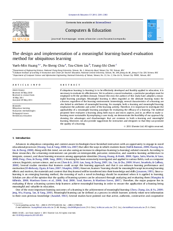 (PDF) The design and implementation of a meaningful learning-based evaluation method for ...