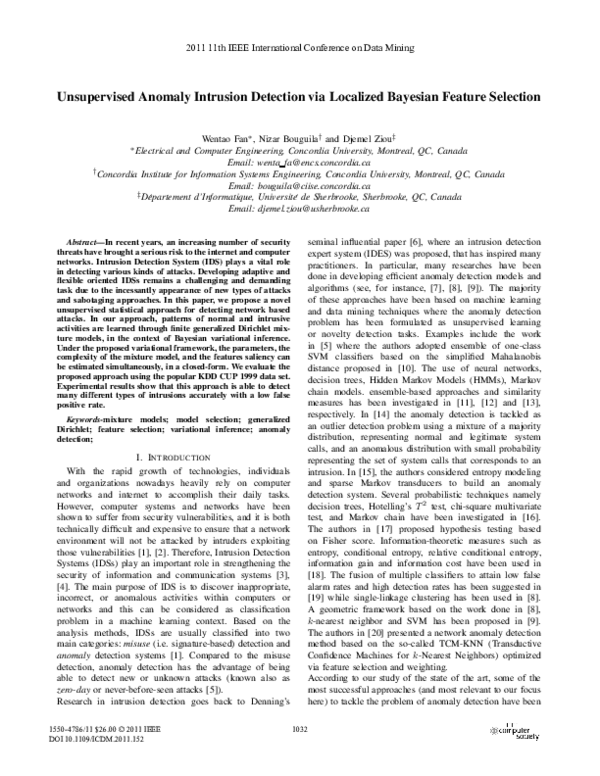 (PDF) Unsupervised Anomaly Intrusion Detection via Localized Bayesian Feature Selection