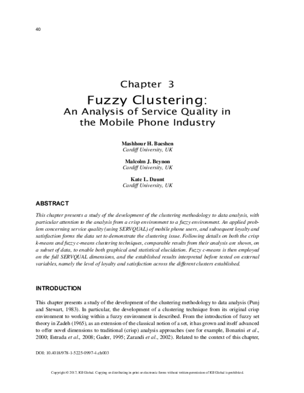 (PDF) Fuzzy Clustering