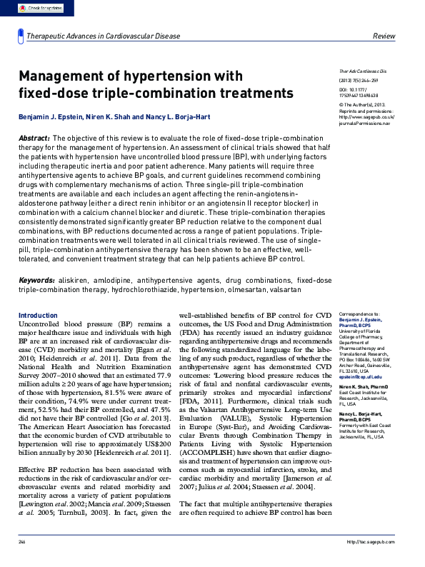 (PDF) Management of hypertension with fixed-dose triple-combination ...