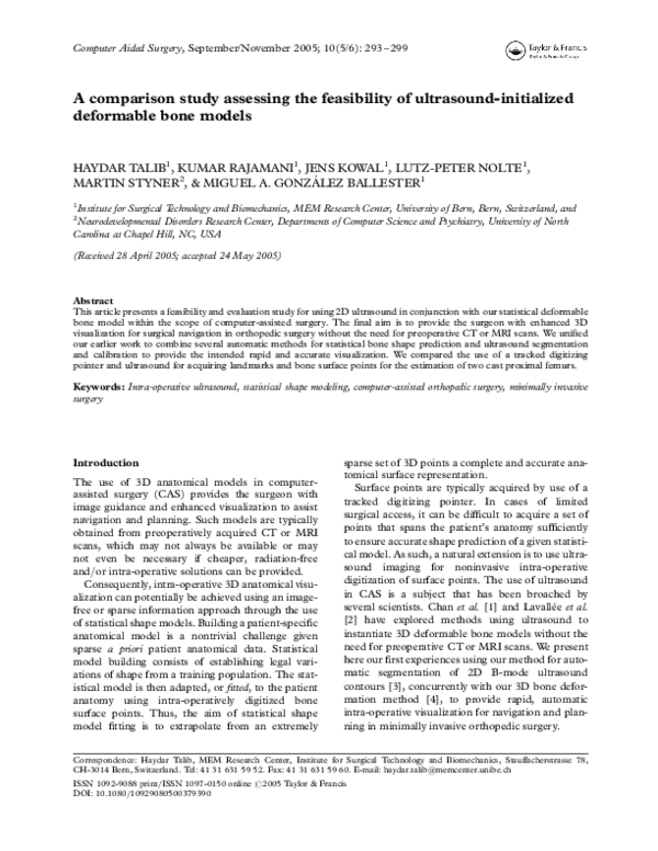 (PDF) A comparison study assessing the feasibility of ultrasound-initialized deformable bone models