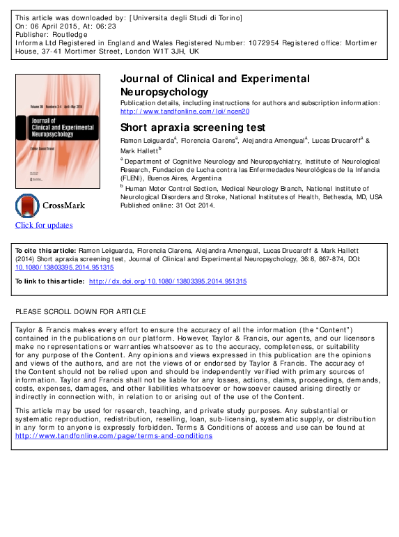 (PDF) Short apraxia screening test