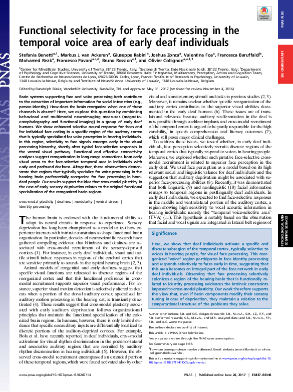 (PDF) Functional selectivity for face processing in the temporal voice ...