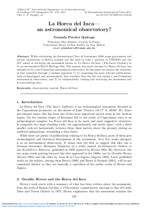 (PDF) La Horca del Inca—an astronomical observatory?