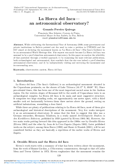 (PDF) La Horca del Inca—an astronomical observatory?