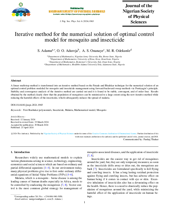 (PDF) Iterative method for the numerical solution of optimal control ...