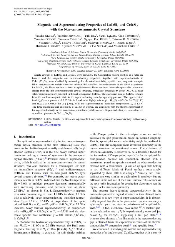 (PDF) Magnetic and Superconducting Properties of LaIrSi3 and CeIrSi3 ...
