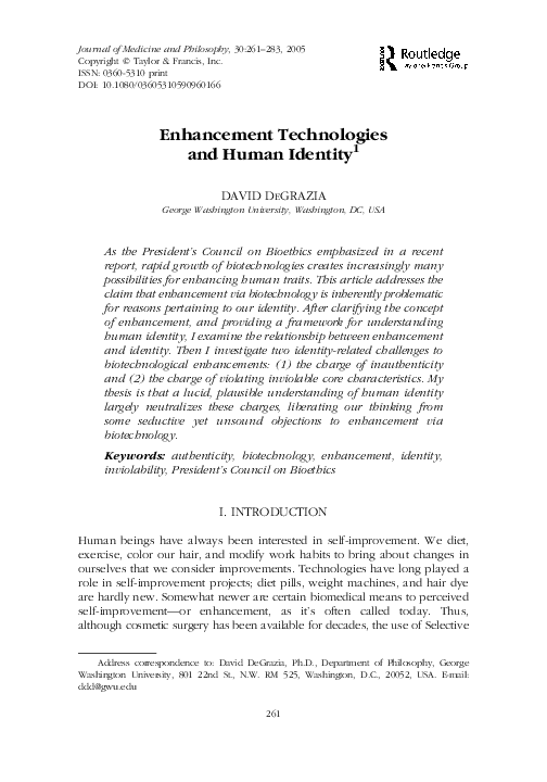 (PDF) Enhancement Technologies and Human Identity