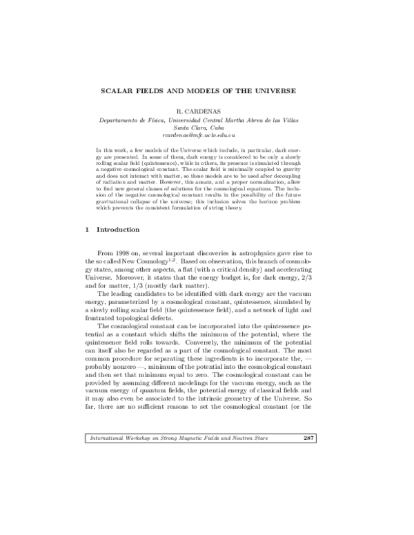 (PDF) Scalar Fields and Models of the Universe