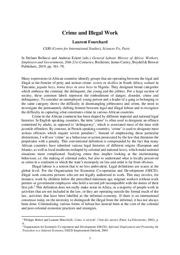 (PDF) Crime and Illegal Work