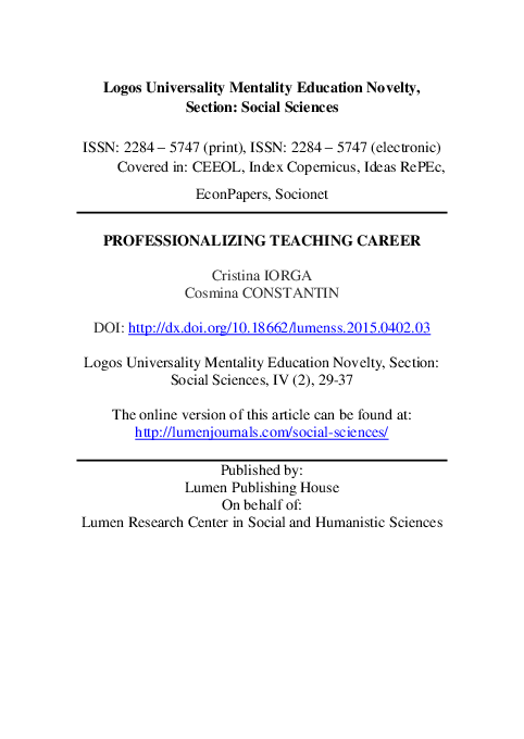 (PDF) Professionalizing Teaching Career