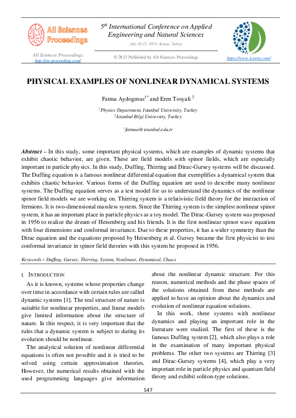 (PDF) Physical Examples of Nonlinear Dynamical Systems