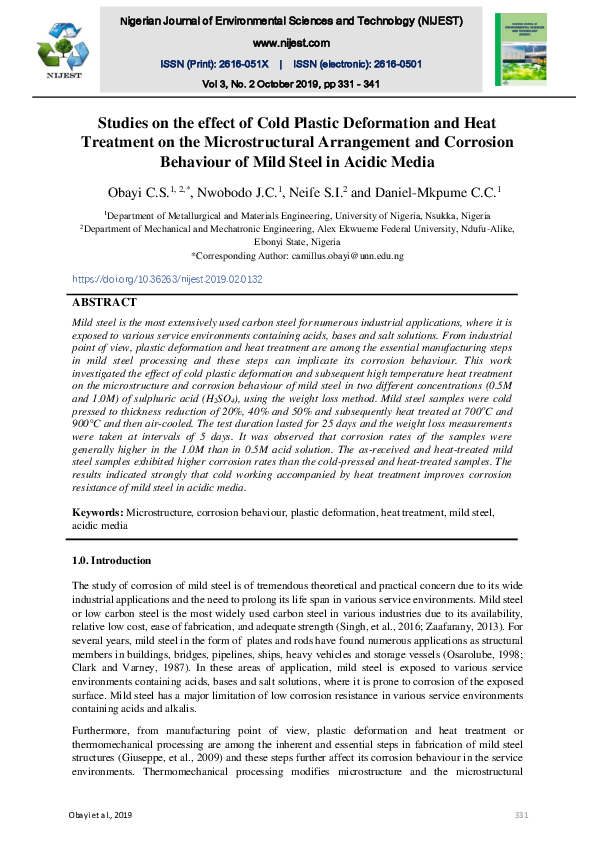 (PDF) Studies on the effect of Cold Plastic Deformation and Heat ...