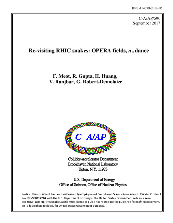(PDF) Re-visiting RHIC snakes: OPERA fields, n0 dance | F. Meot ...