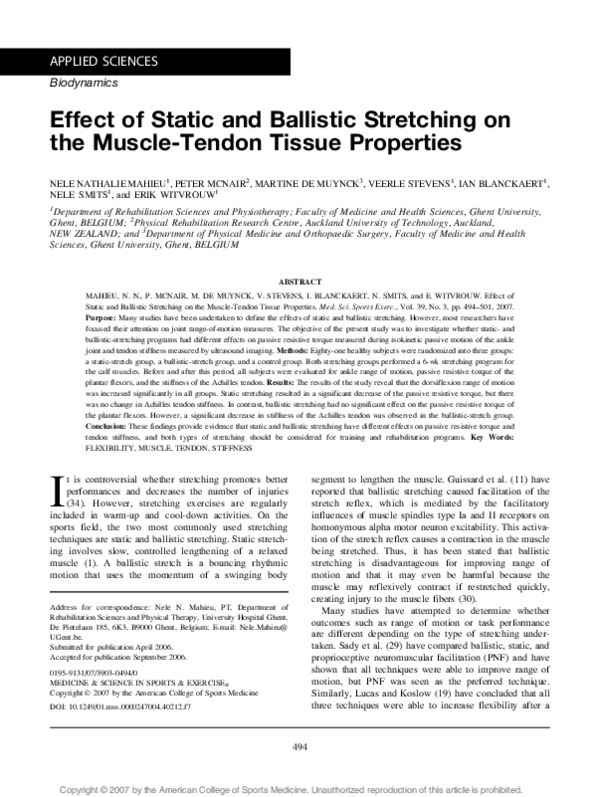 (PDF) Effect of Static and Ballistic Stretching on the Muscle-Tendon ...