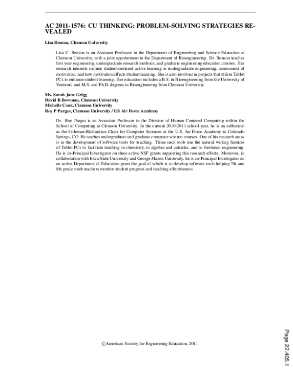 (PDF) CU Thinking: Problem-Solving Strategies Revealed