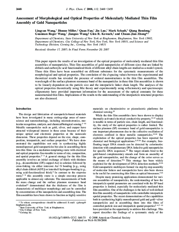 (PDF) Assessment of Morphological and Optical Properties of Molecularly ...