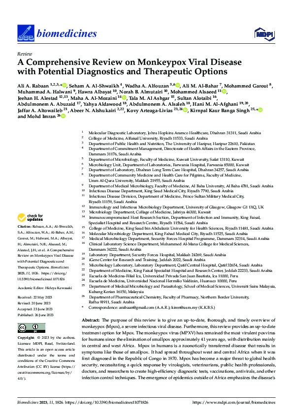 (PDF) A Comprehensive Review on Monkeypox Viral Disease with Potential ...
