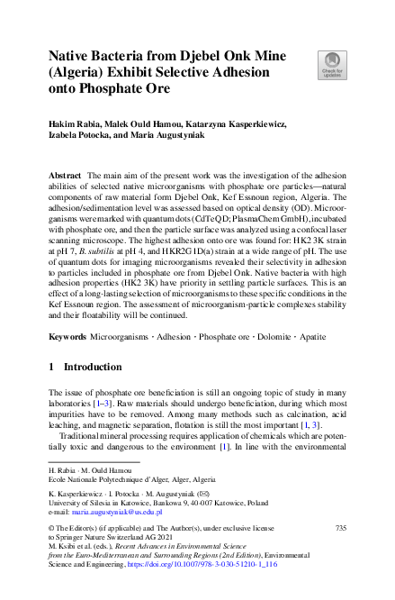(PDF) Native Bacteria from Djebel Onk Mine (Algeria) Exhibit Selective ...