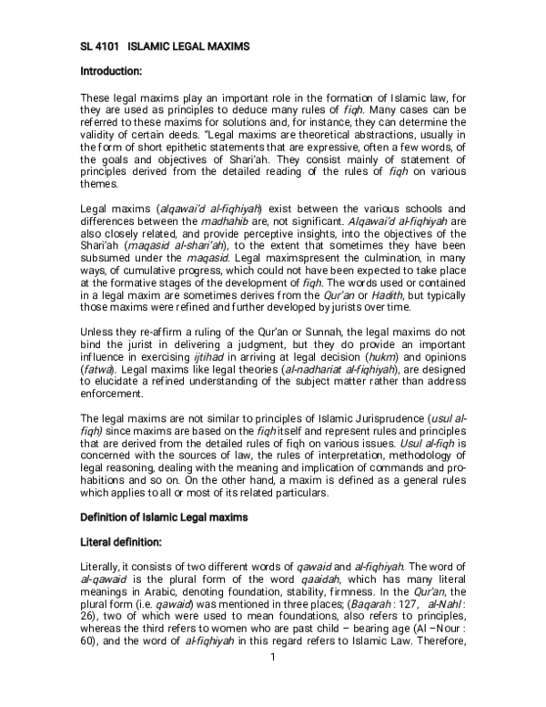 (PDF) ISLAMIC LEGAL MAXIMS SL 4101
