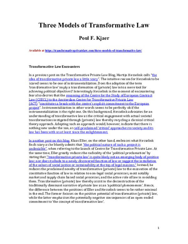 (PDF) Three Models of Transformative Law | Poul F. Kjaer - Academia.edu