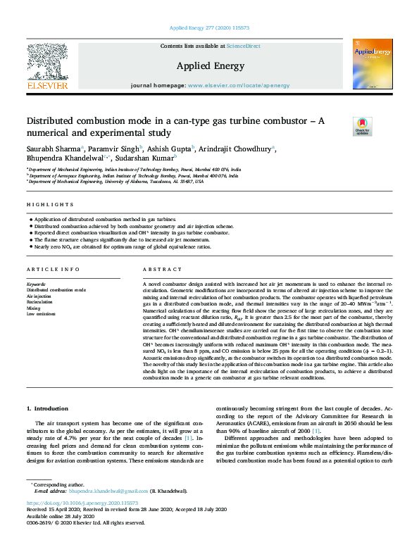 (PDF) Distributed combustion mode in a can-type gas turbine combustor ...