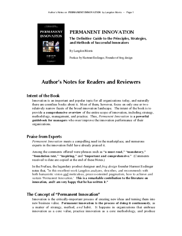 (PDF) Permanent innovation : the difinitive guide to the principles ...