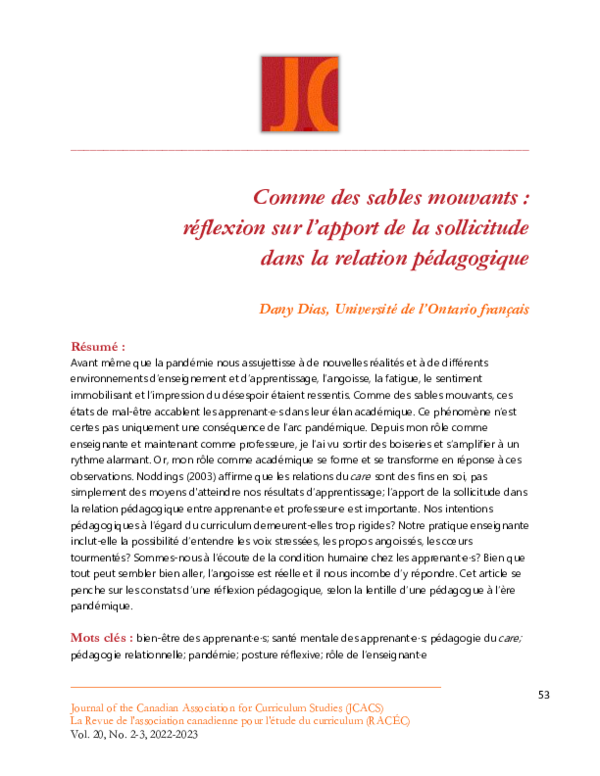 (PDF) Comme des sables mouvants : réflexion sur l’apport de la ...