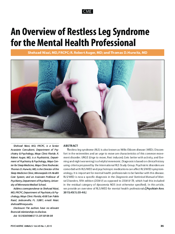 (PDF) An Overview of Restless Leg Syndrome for the Mental Health ...