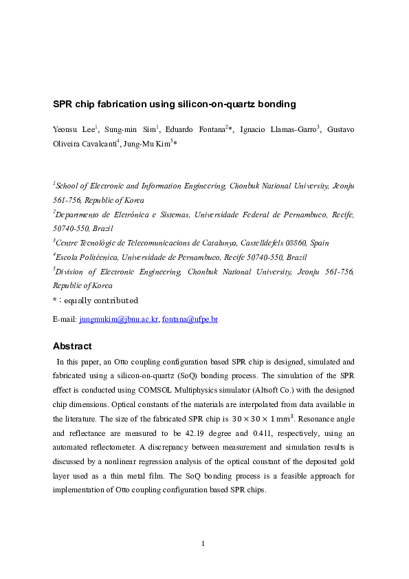 (PDF) Silicon-on-quartz bonding based SPR chip