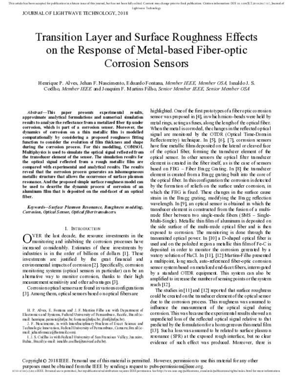 (PDF) Transition Layer and Surface Roughness Effects on the Response of Metal-Based Fiber-Optic ...
