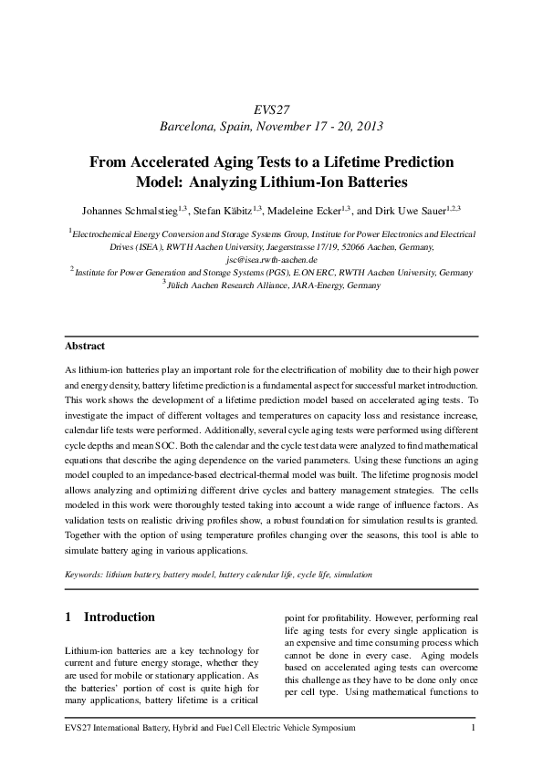 (PDF) From accelerated aging tests to a lifetime prediction model ...