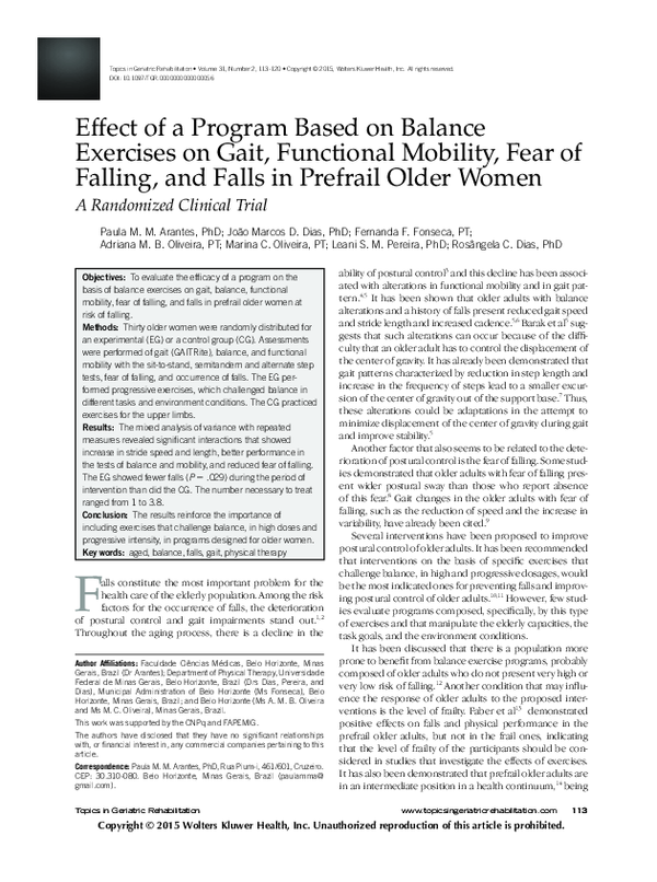 (PDF) Effect of a Program Based on Balance Exercises on Gait ...