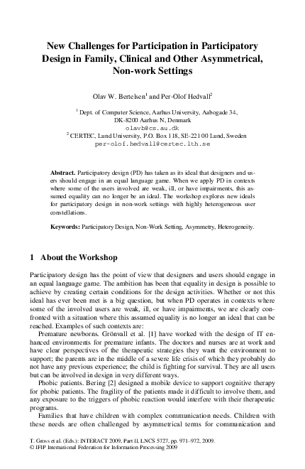 (PDF) New Challenges for Participation in Participatory Design in ...