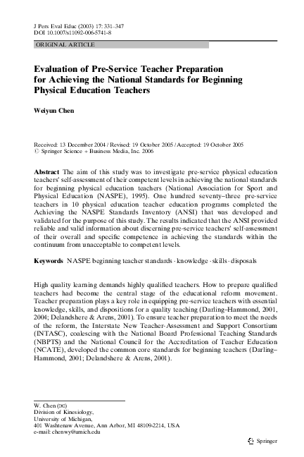 (PDF) Evaluation of Pre-service Teacher Preparation for Achieving the ...