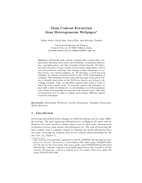 (PDF) Main Content Extraction from Heterogeneous Webpages