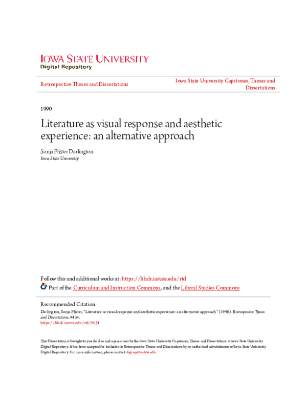 (PDF) Literature as visual response and aesthetic experience: an ...
