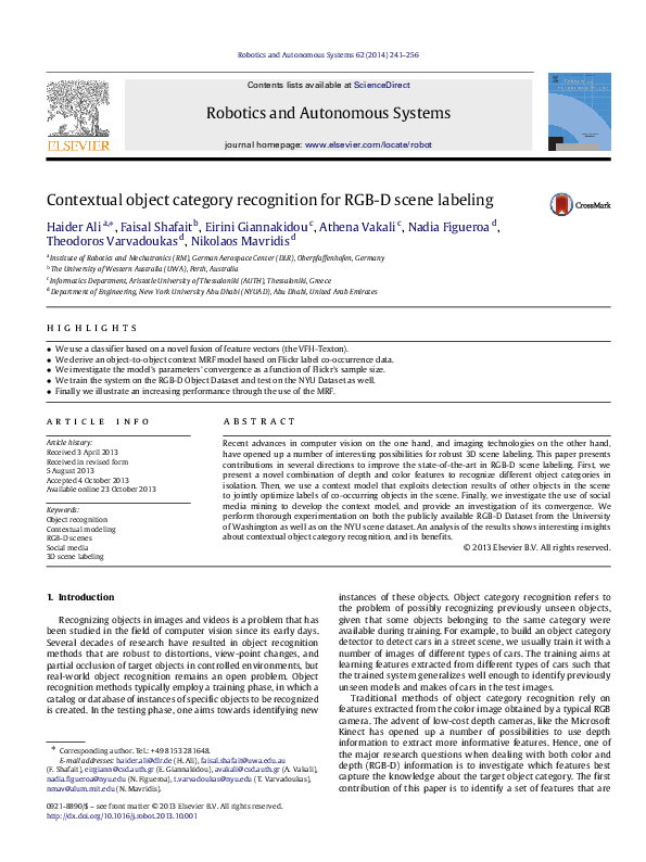 (PDF) Contextual object category recognition for RGB-D scene labeling