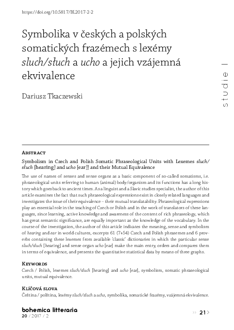 (PDF) Symbolika v českých a polských somatických frazémech s lexémy ...
