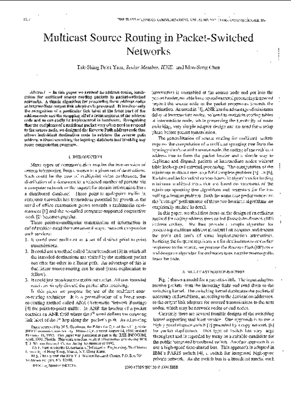 (PDF) Multicast source routing in packet-switched networks