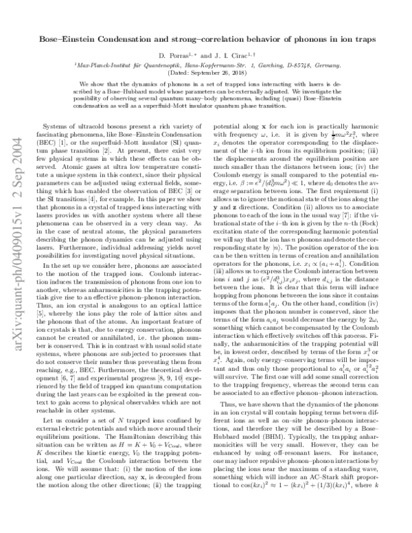 (PDF) Bose-Einstein Condensation and Strong-Correlation Behavior of Phonons in Ion Traps