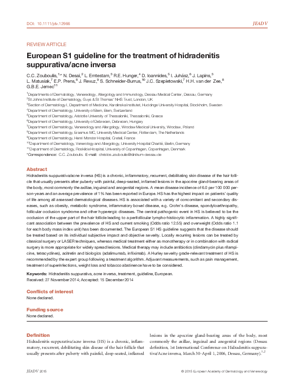 (PDF) European S1 guideline for the treatment of hidradenitis ...