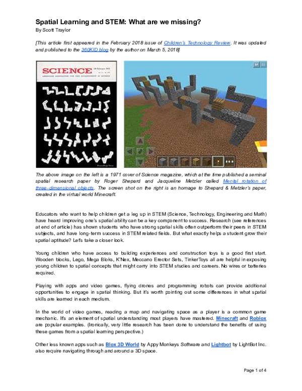 (PDF) Spatial Learning and STEM: What are we missing?