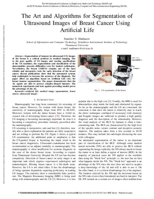 (PDF) The Art and Algorithms for Segmentation of Ultrasound Images of Breast Cancer Using ...