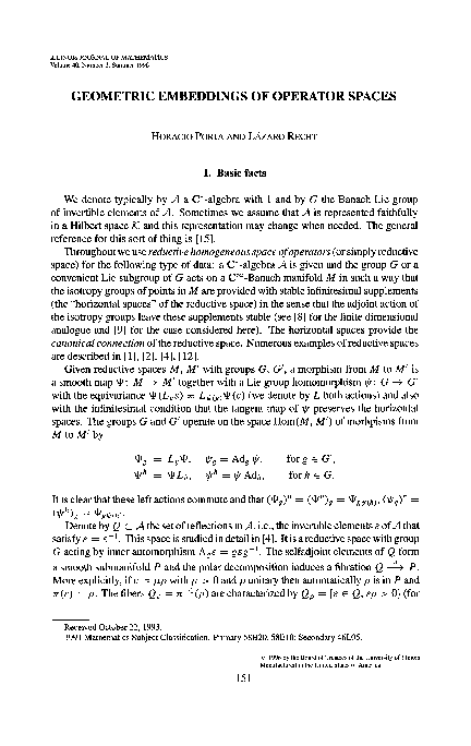 (PDF) Geometric embeddings of operator spaces | Horacio Porta - Academia.edu