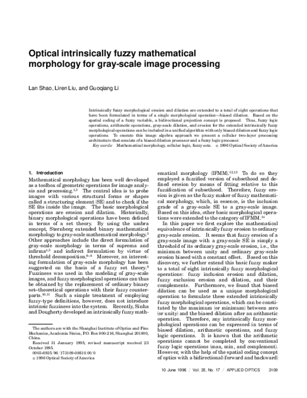 (PDF) Fuzzy Mathematical Morphology for Images