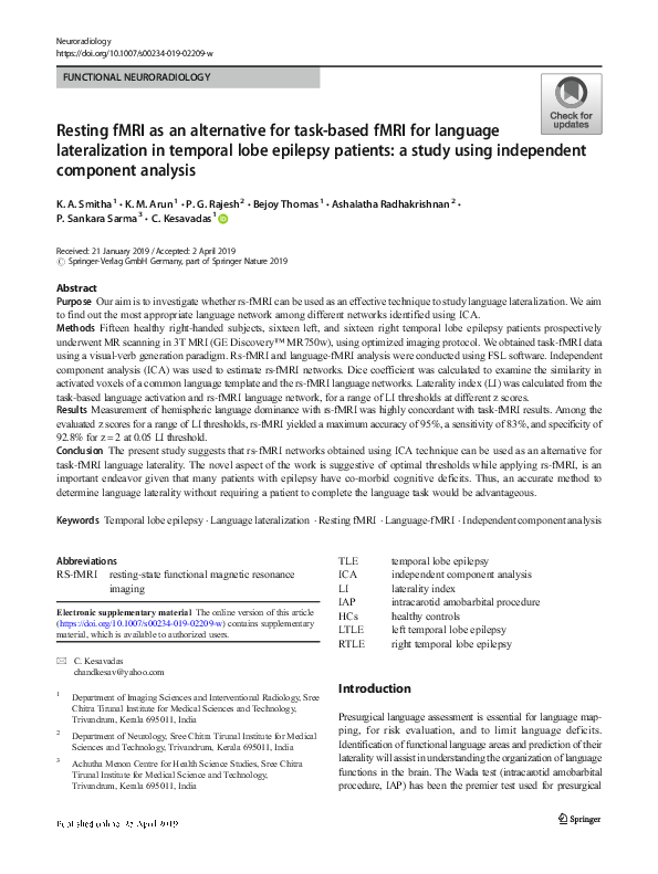 (PDF) Resting fMRI as an alternative for task-based fMRI for language lateralization in temporal ...