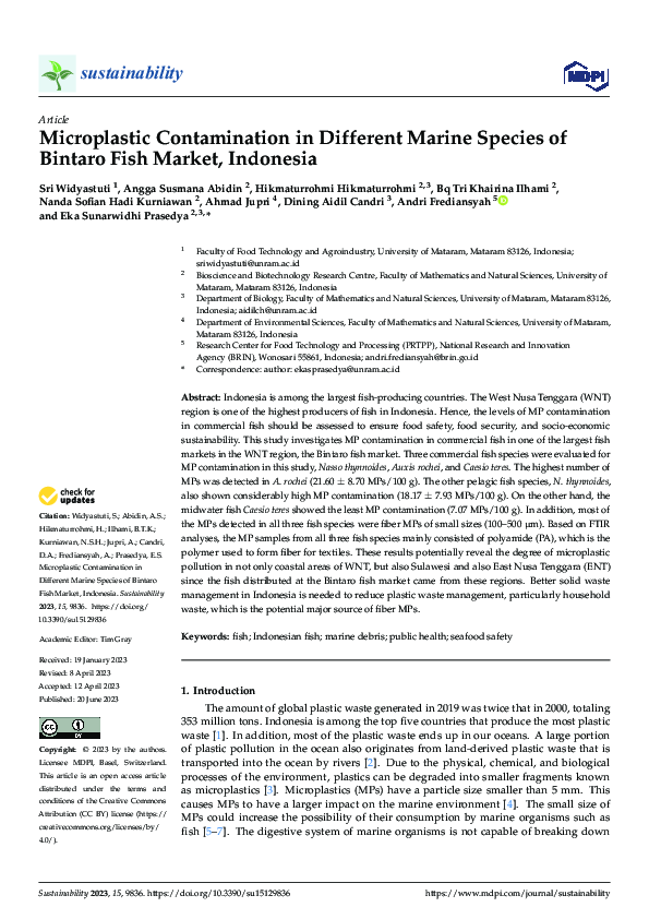 (PDF) Microplastic Contamination in Different Marine Species of Bintaro ...