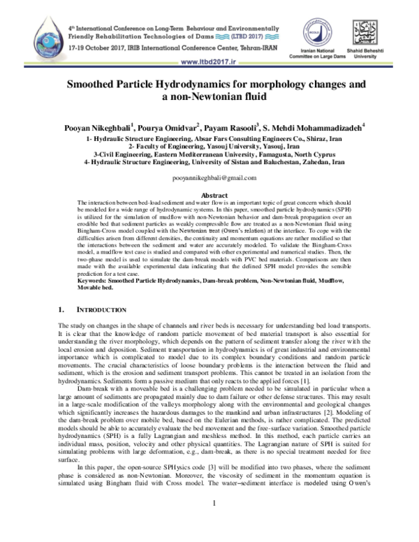 (PDF) Smoothed Particle Hydrodynamics for morphology changes and a non-Newtonian fluid